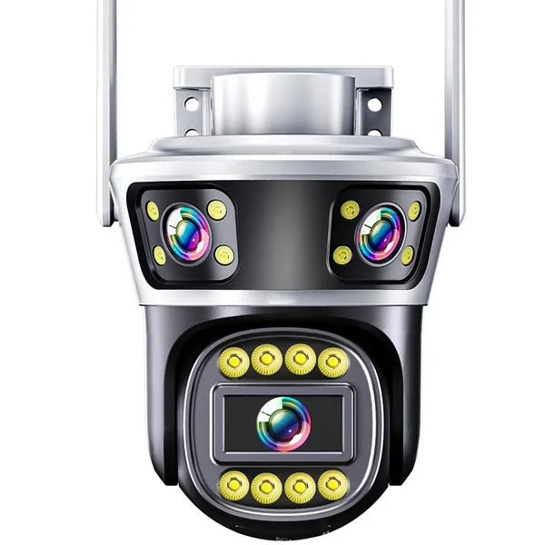 Camera Tripla de Supraveghere - WiFi Jortan, 9MP, Night Vision, IP66 ...