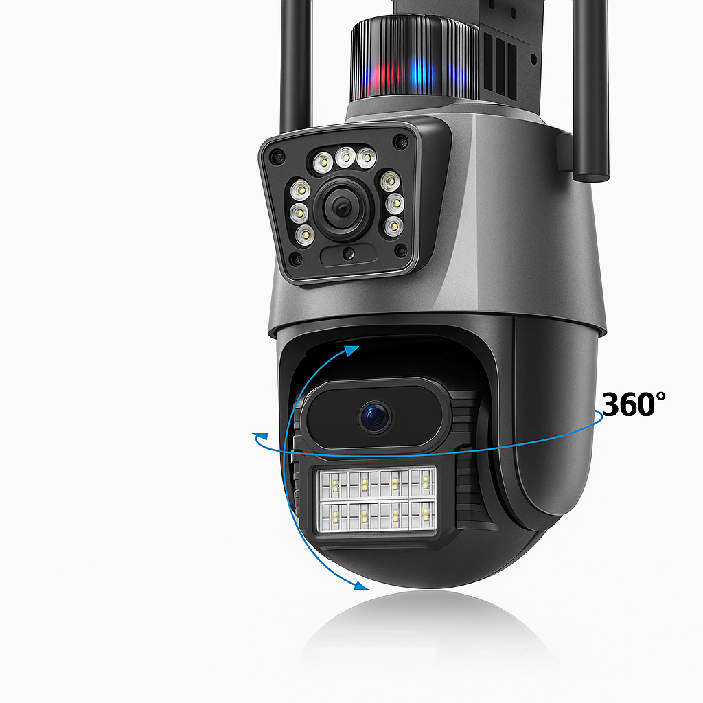 Camera IP Dual, WiFi/LAN, 6MP JT-9687 Pro, 360° Panoramic, LED IR/Whit ...